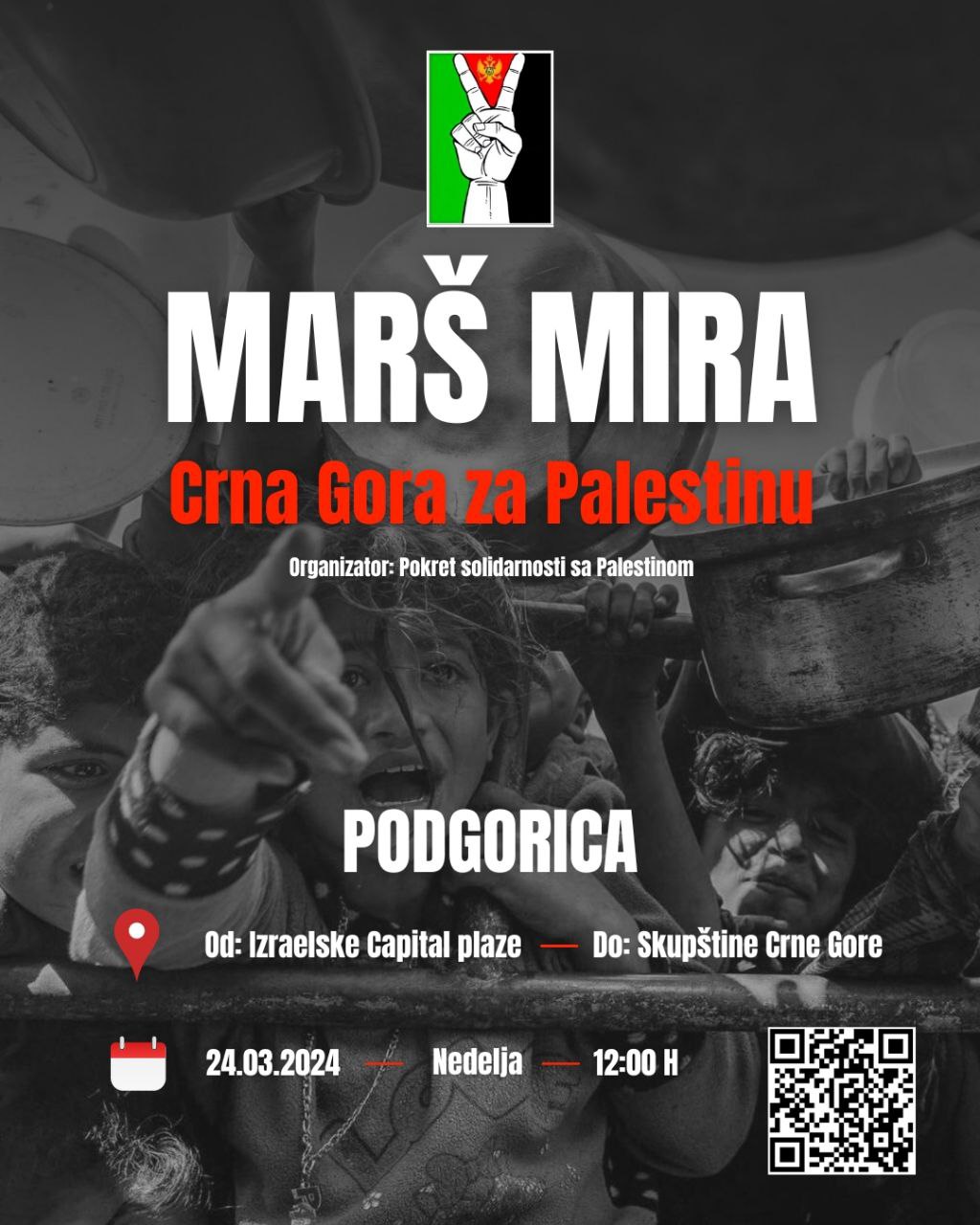 Marš mira i skup podrške "Crna Gora za Palestinu" u nedjelju u ...